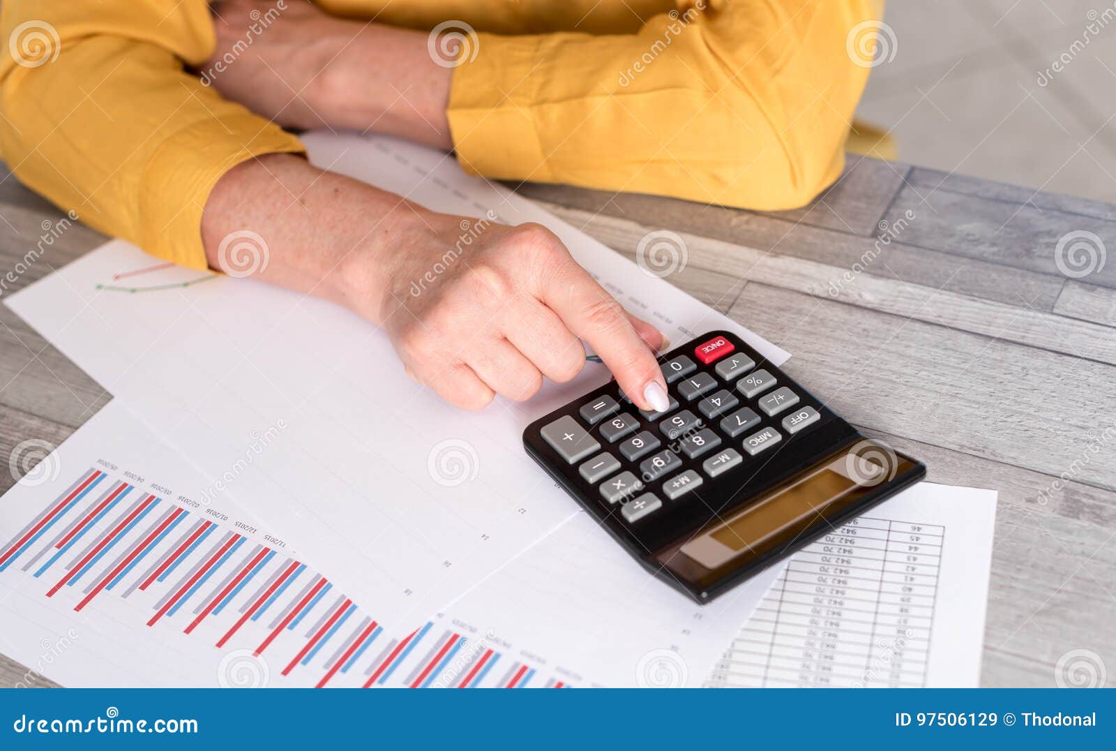 Hands of an Accountant Working on Financial Documents Stock Image ...