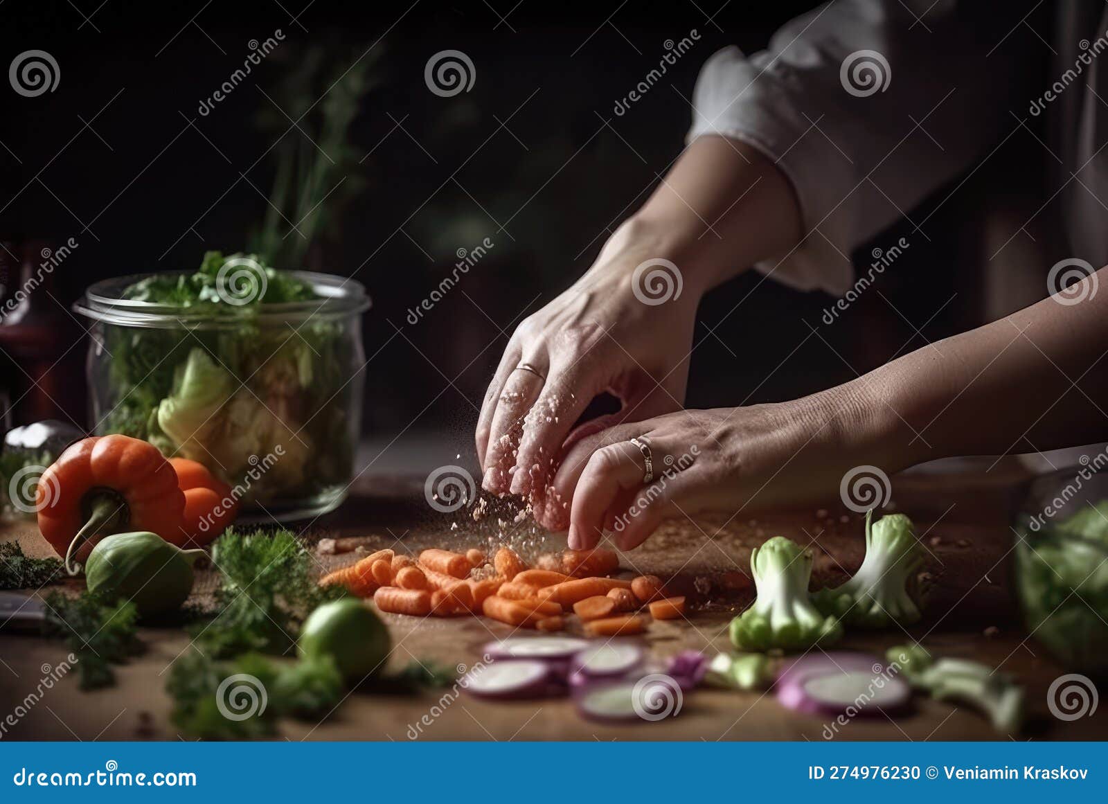 Hands in Action - Cooking Vegetables Stock Illustration - Illustration ...