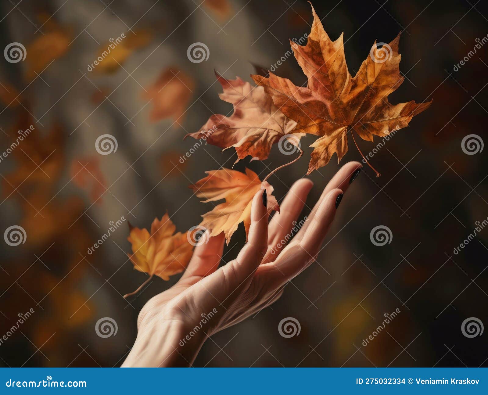 Arm with leaves fall stock illustration. Illustration of sunlight ...