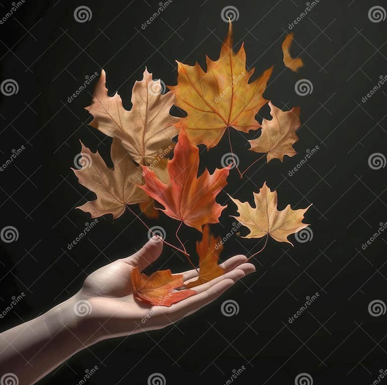 Arm with leaves fall stock illustration. Illustration of closeup ...