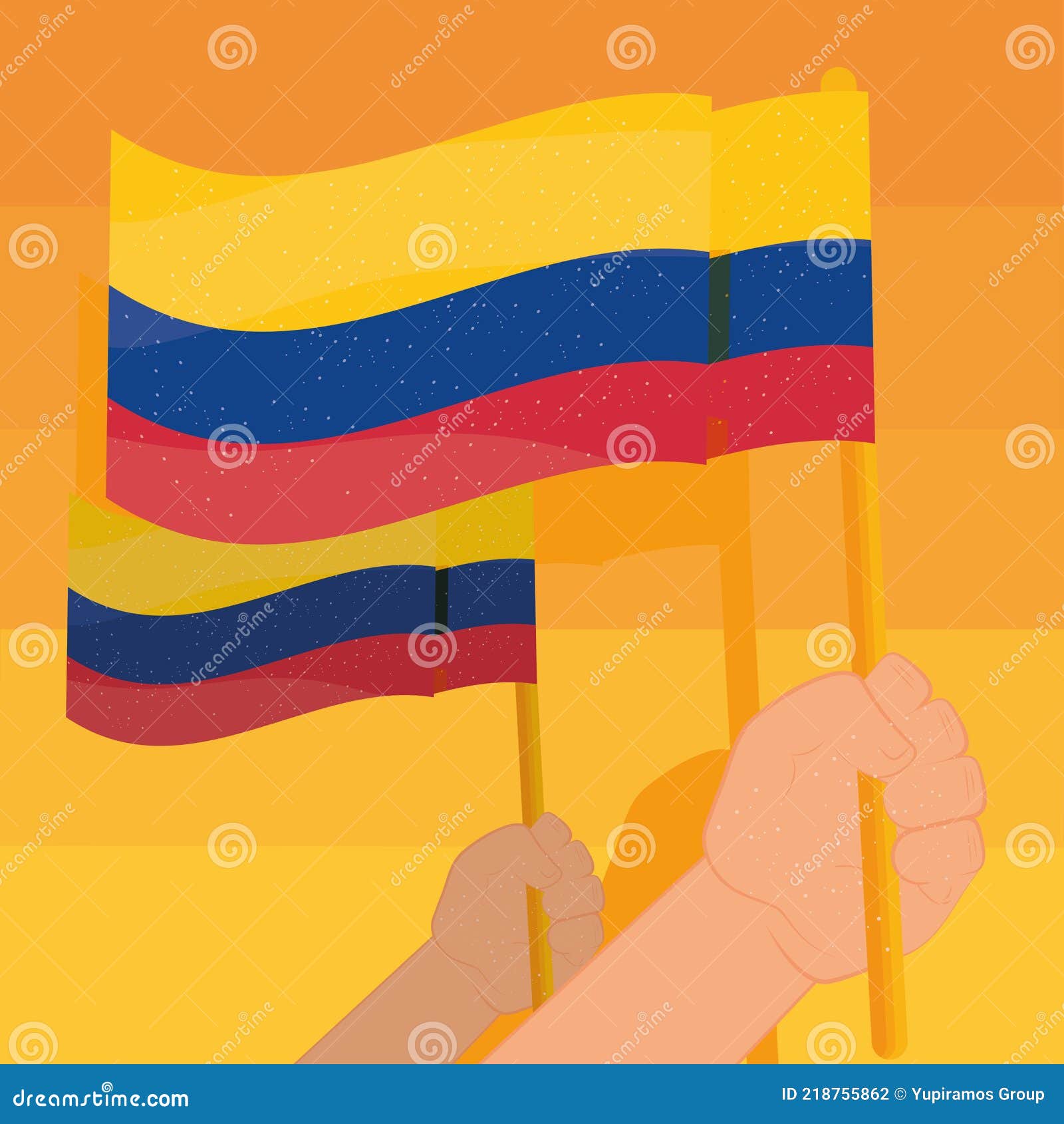 Hands with colombia flags stock vector. Illustration of gesture - 218755862