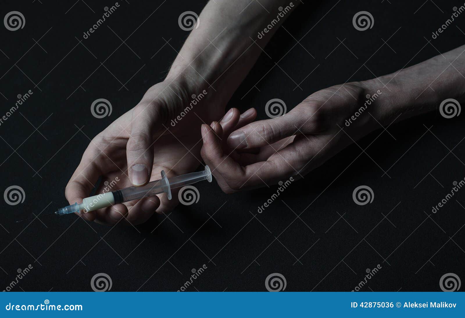 Hands addict syringe drugs stock photo. Image of dirty - 42875036