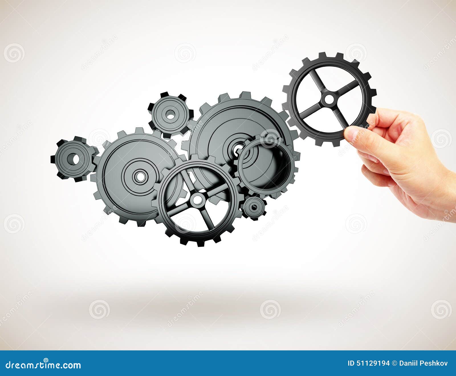 Hands adds to gear stock photo. Image of factory, element - 51129194