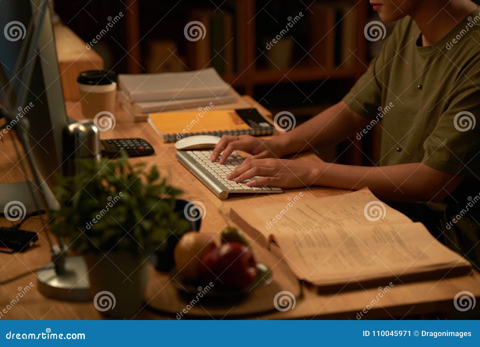 Student typing on computer stock image. Image of table - 110045971