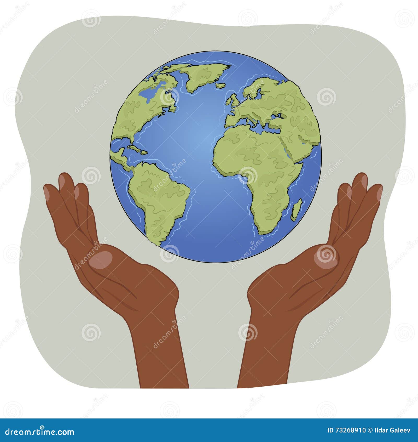 Hands Of African American Holding Earth Globe With Care Stock Vector