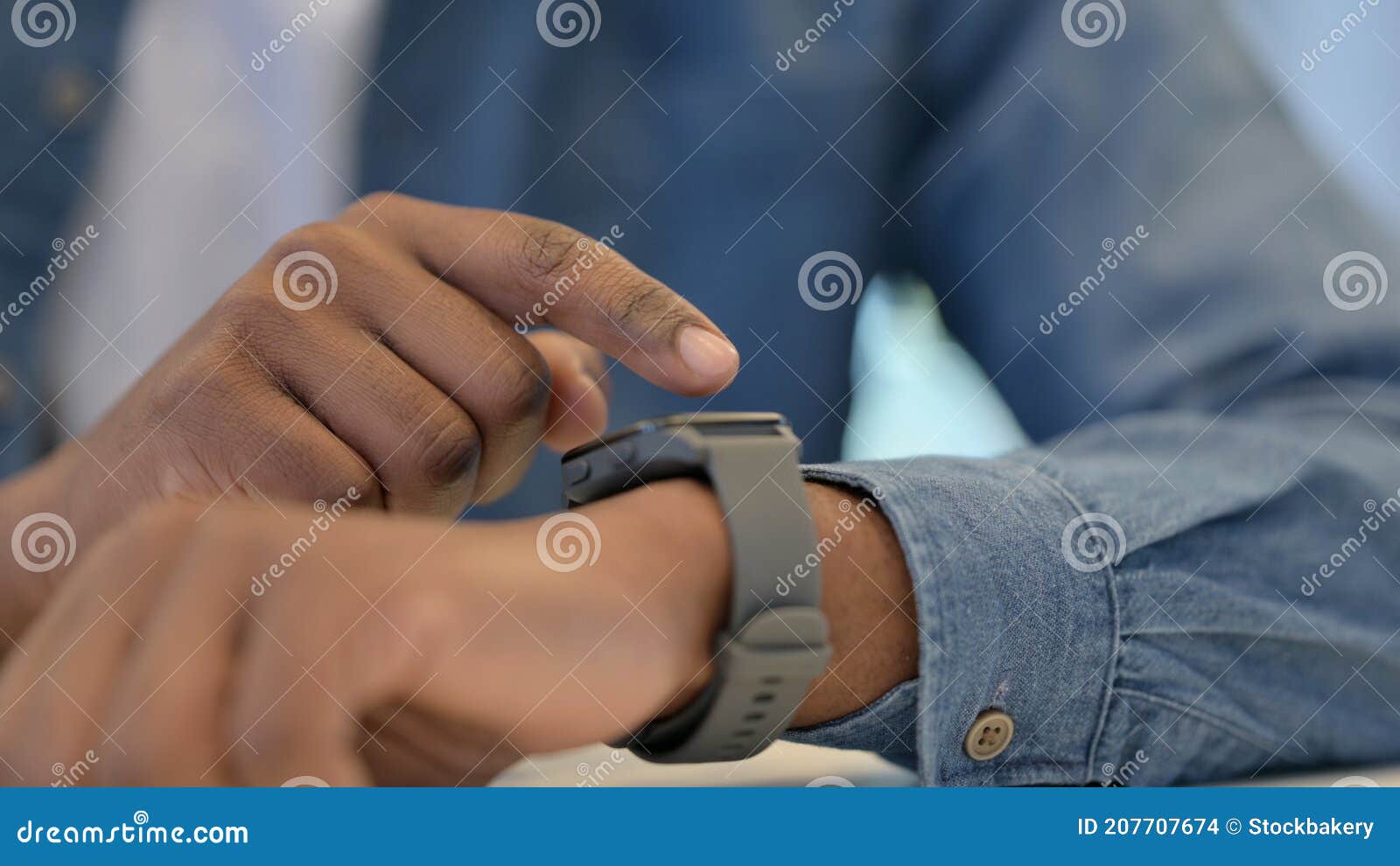Hands of African Man Using Smartwatch, Close Up Stock Photo - Image of ...