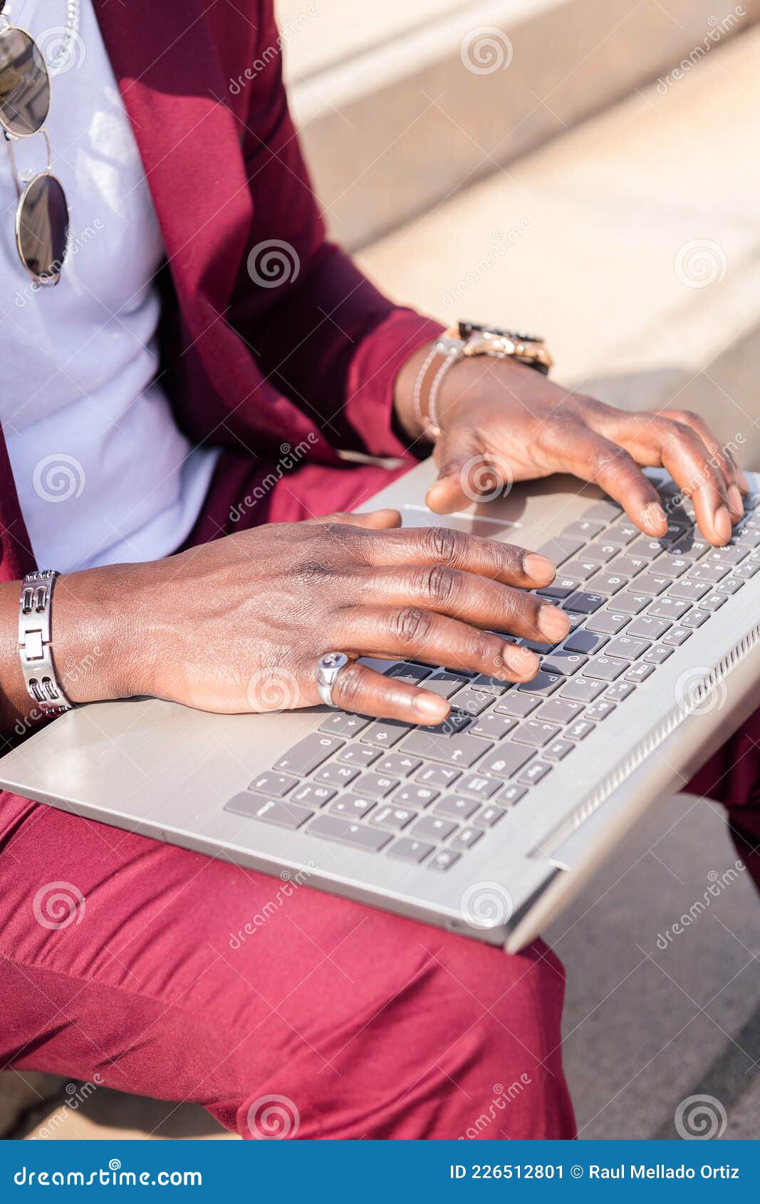 Hands of an African Man Working with His Laptop Stock Image - Image of ...