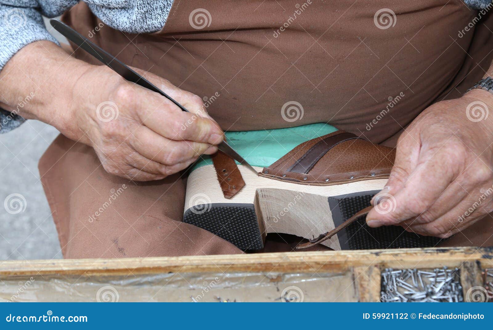 Hands of Ancient Cordwainer Make Shoe Stock Photo - Image of landfill ...