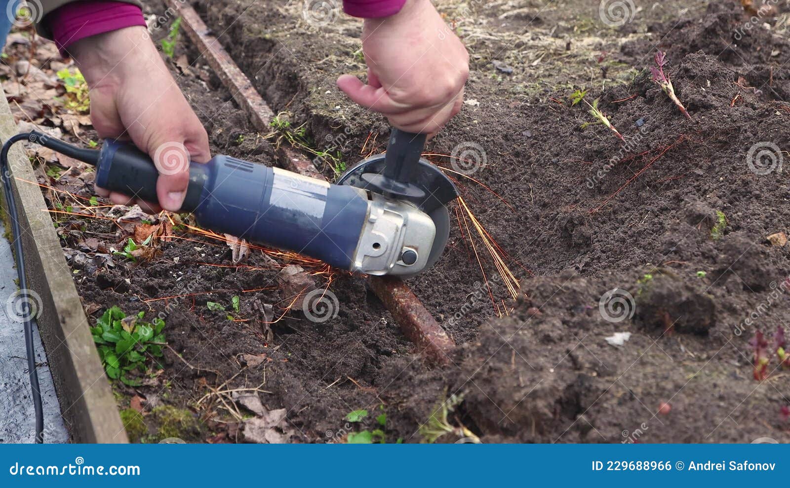 Hands with an Angle Grinder are Cutting Old, Rusty Metalwork. Stock ...