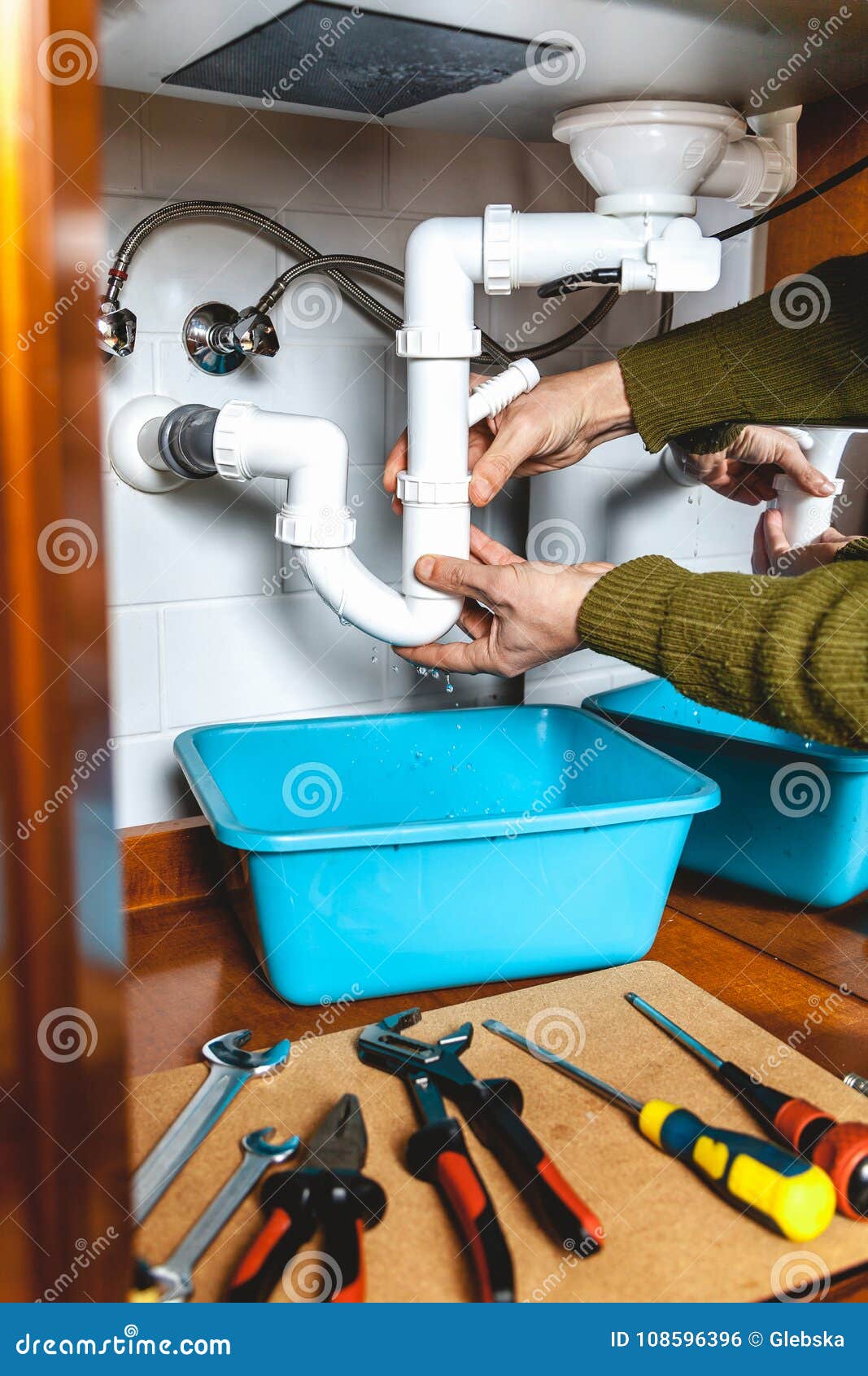 Removing Plastic Kitchen Weir System Stock Photo - Image of connection ...