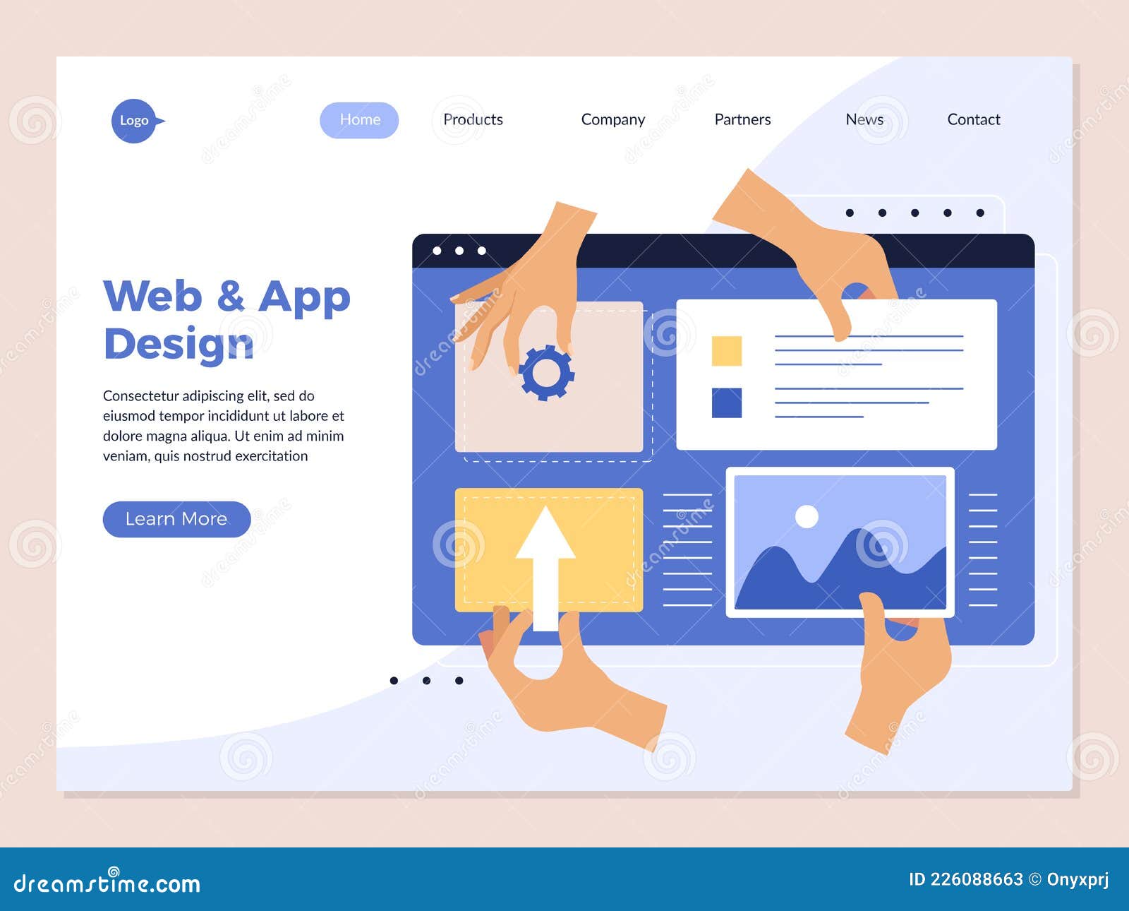 Hands App Programming Landing. Design Studio Ui Application Creation ...