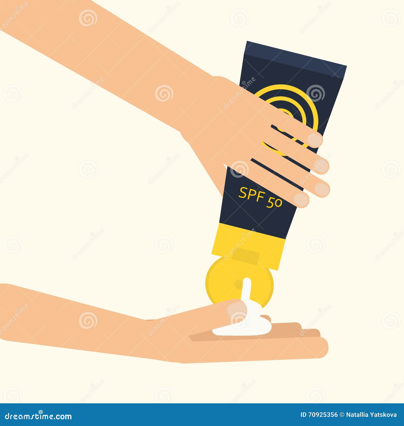 Hands applying sunscreen stock vector. Illustration of black - 70925356