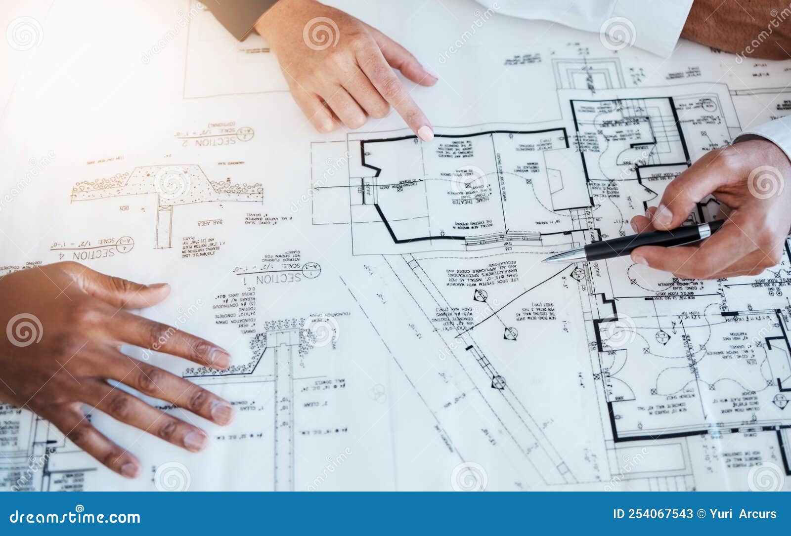 Hands of Architects, Engineers and Building Construction Workers ...