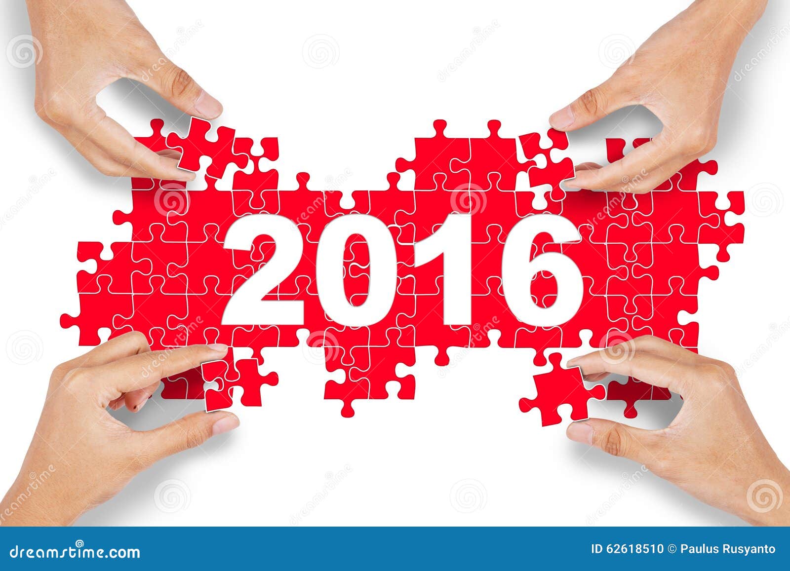 Hands Arrange Puzzle with Numbers 2016 Stock Photo - Image of holiday ...