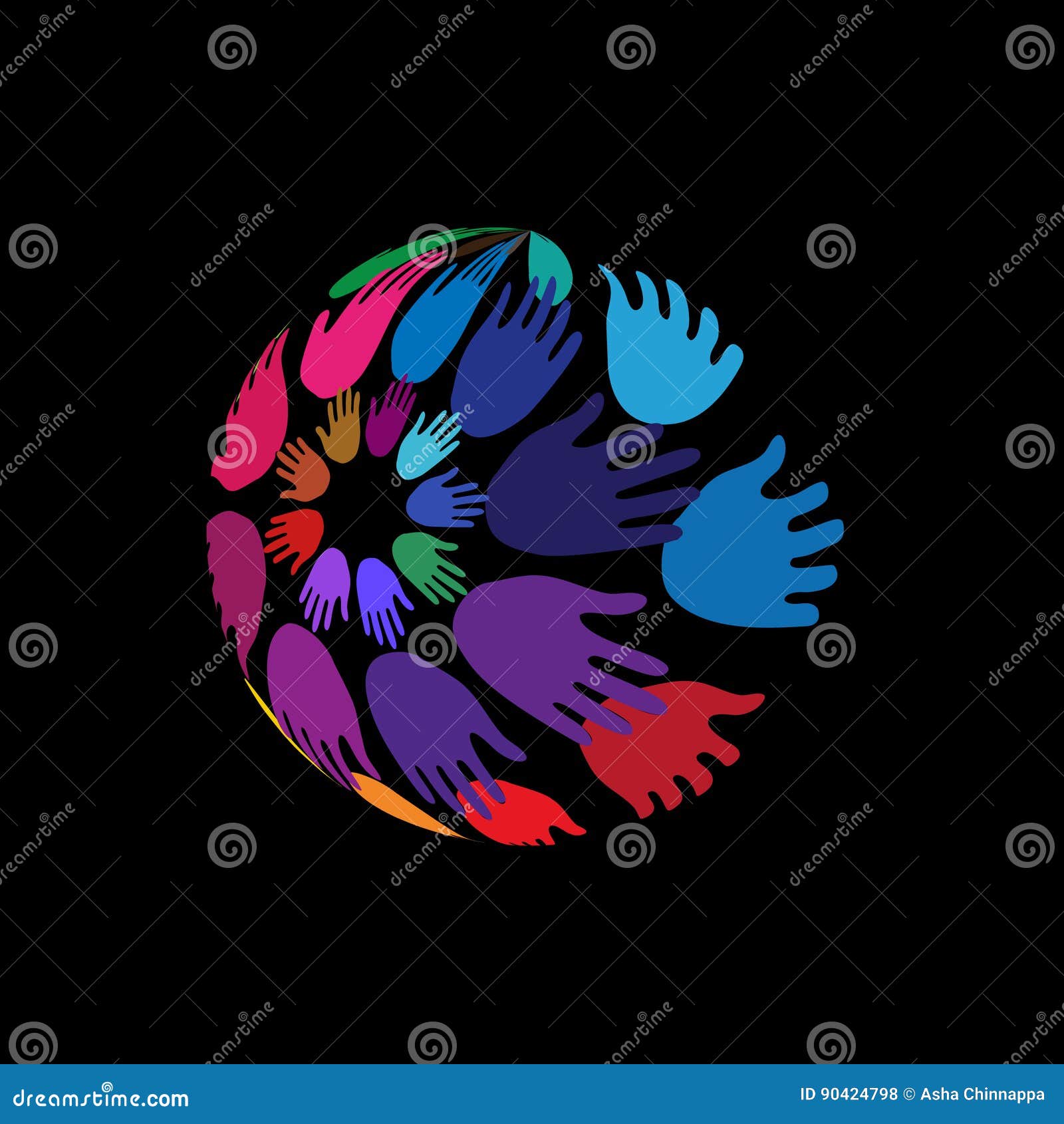 Concept Of A Volunteer With Hands Of Different Skin Tones Forming A ...