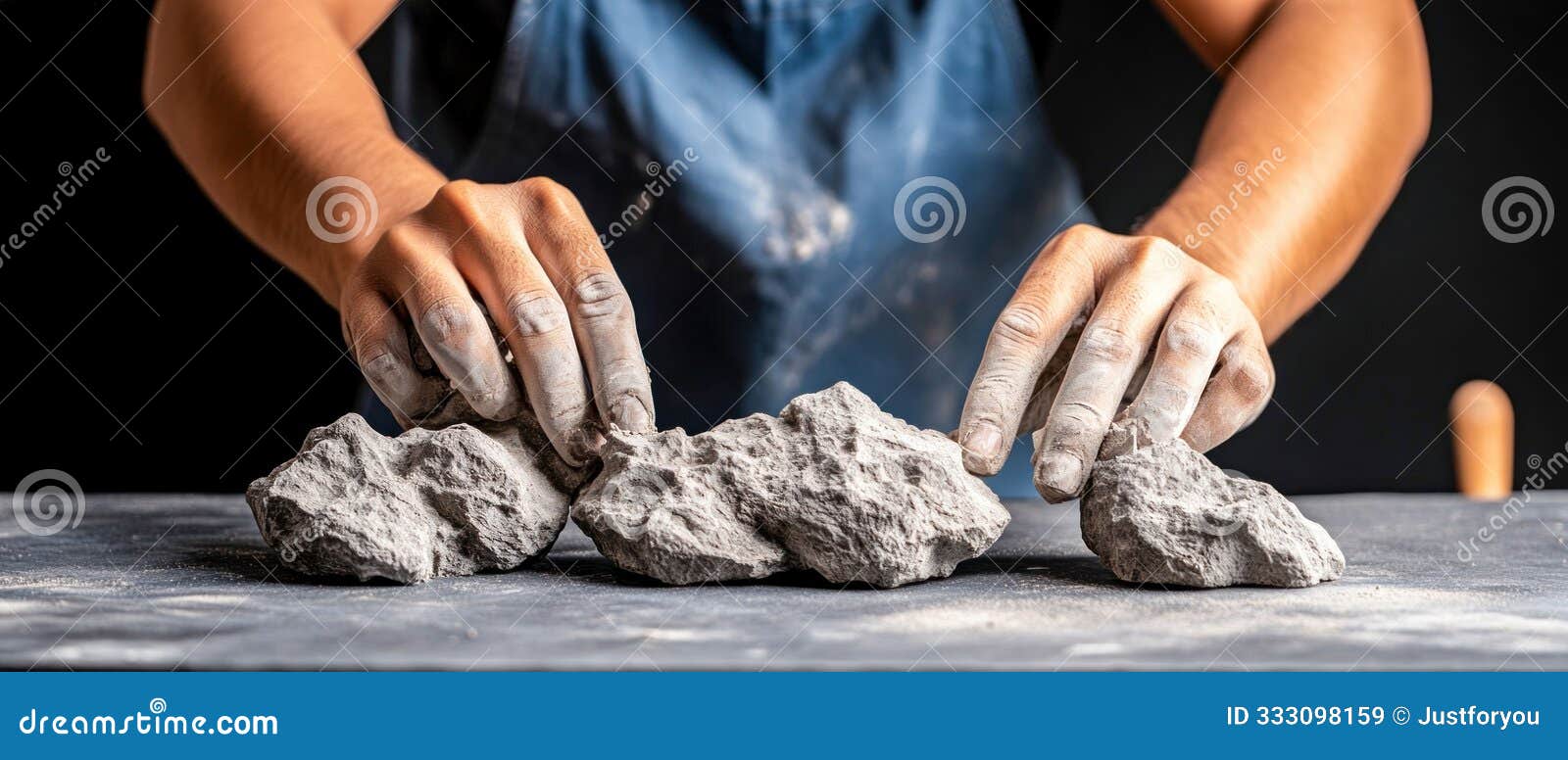 Hands Arranging Rough Stone Blocks on Table Stock Illustration ...