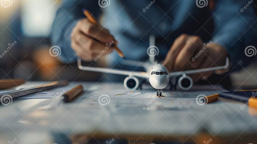 Hands Assembling a Model Airplane on a Table Stock Illustration ...
