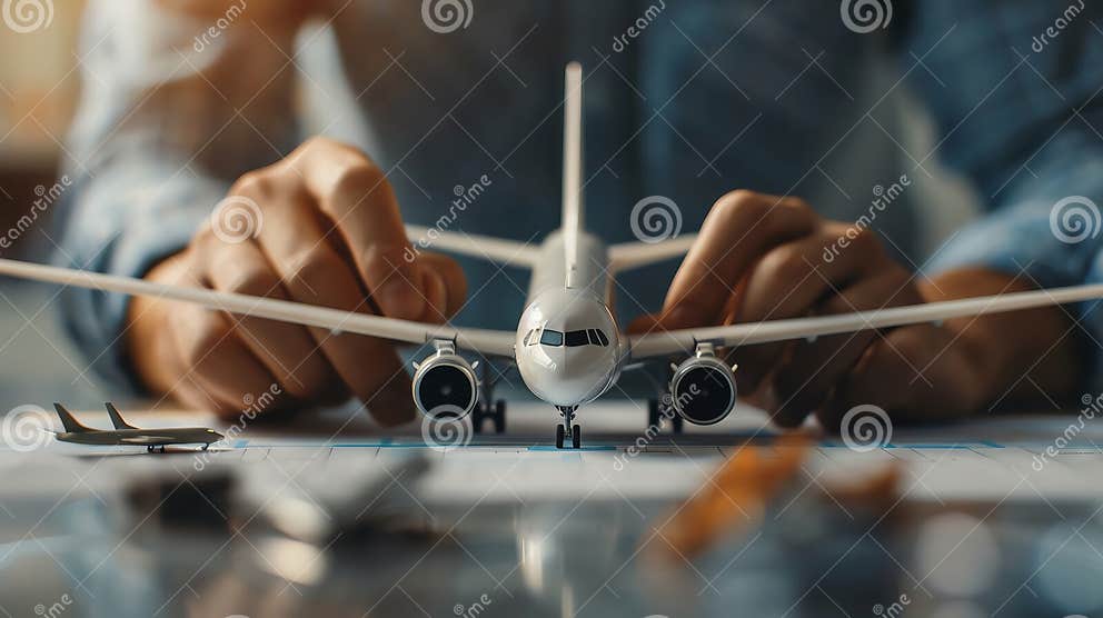 Hands Assembling a Model Airplane on a Table Stock Illustration ...