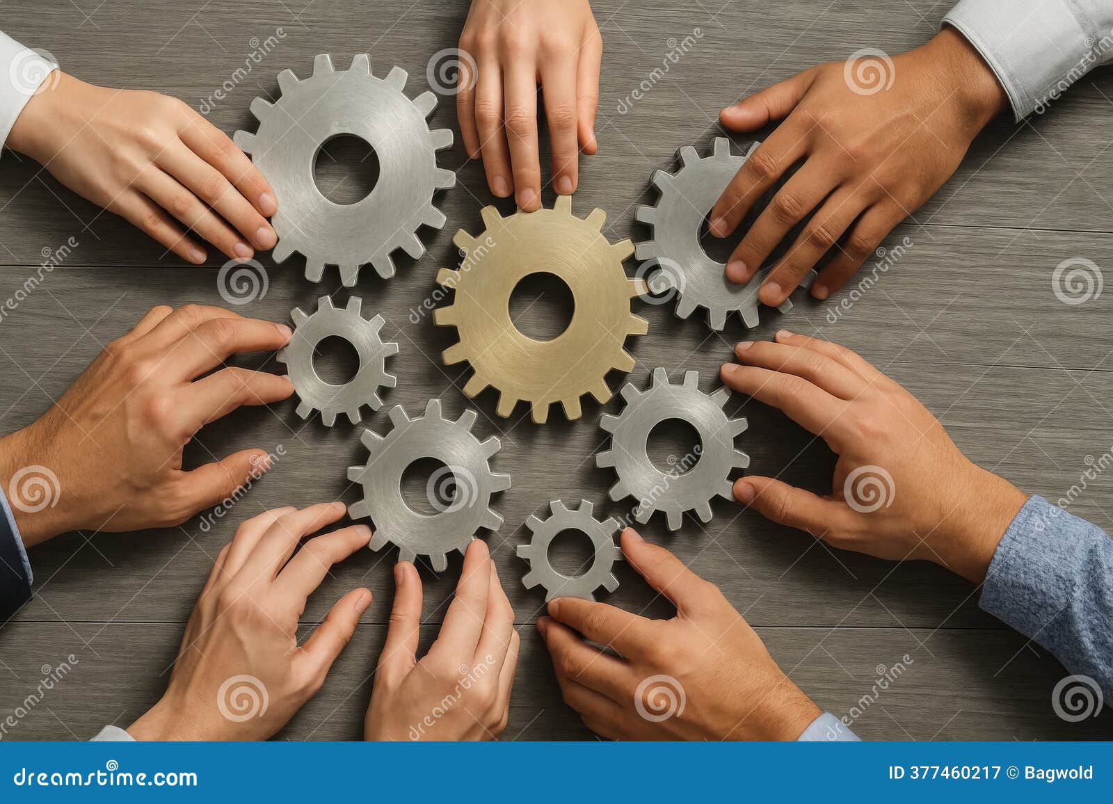 Teamwork. Gears On The Background Of A Modern Office Building And ...