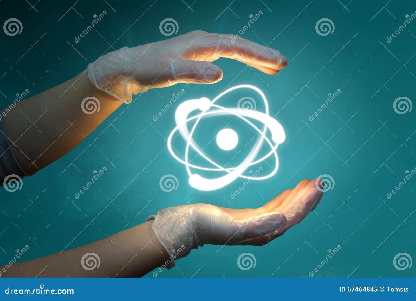 Hands and atom stock image. Image of atomic, nuclear - 67464845