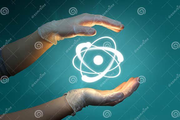 Hands and atom stock image. Image of atomic, nuclear - 67464845