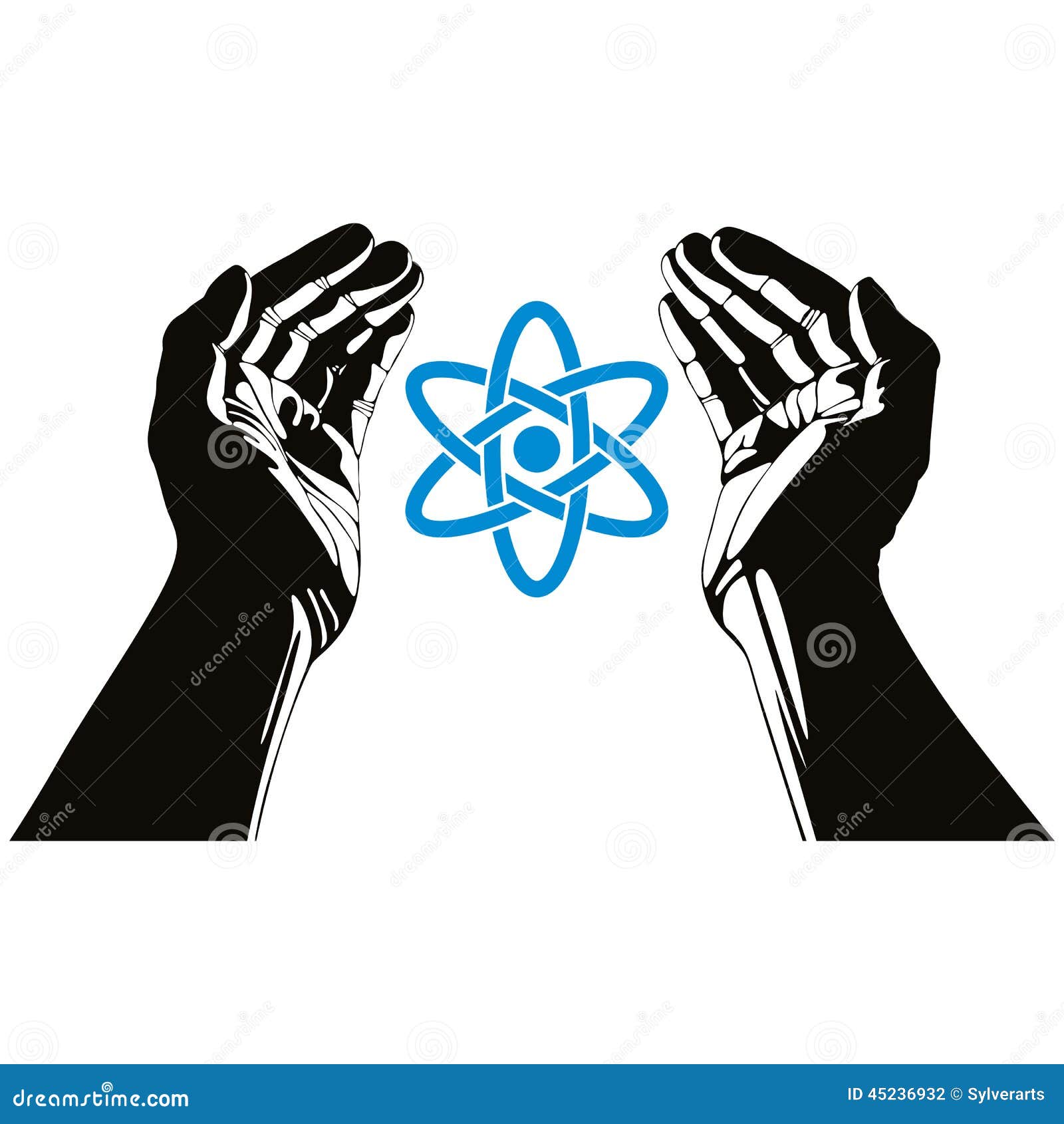 Hands with Atom Vector Symbol. Stock Vector - Illustration of care ...