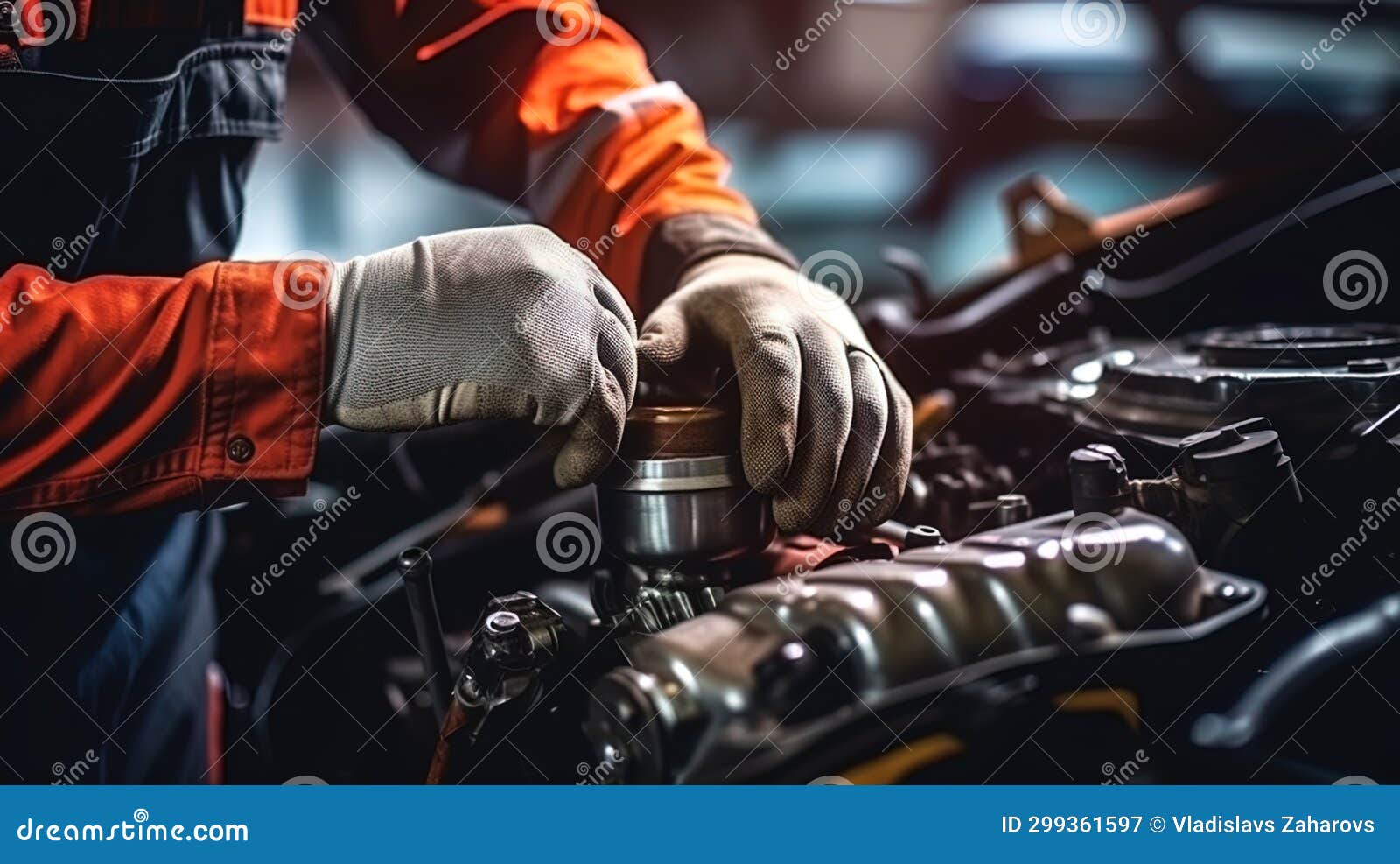 Hands of Auto Mechanic in the Process of Replacing Oil Performing ...