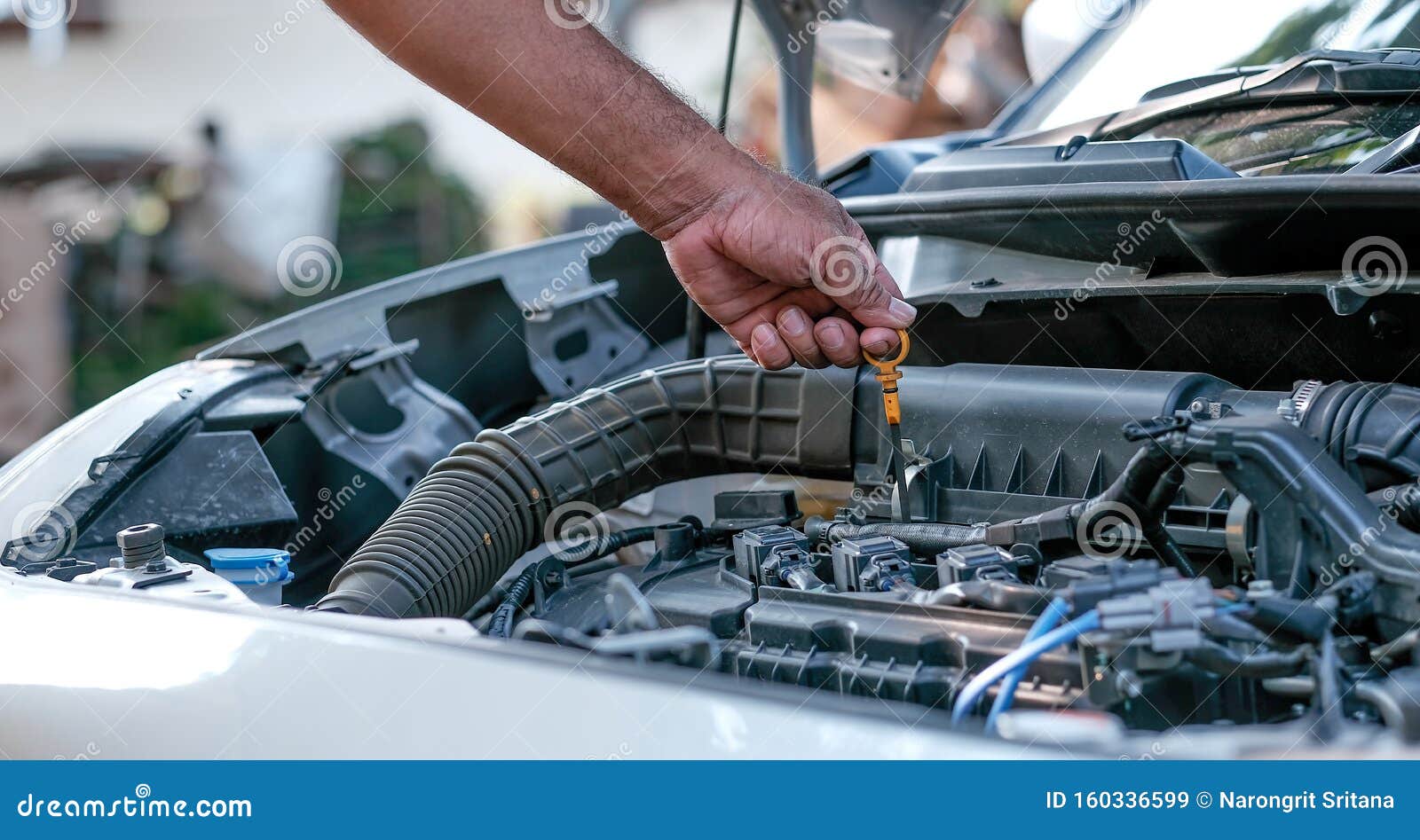 Hands of Automotive Mechanic Check and Inspecting the Engine of the Car ...