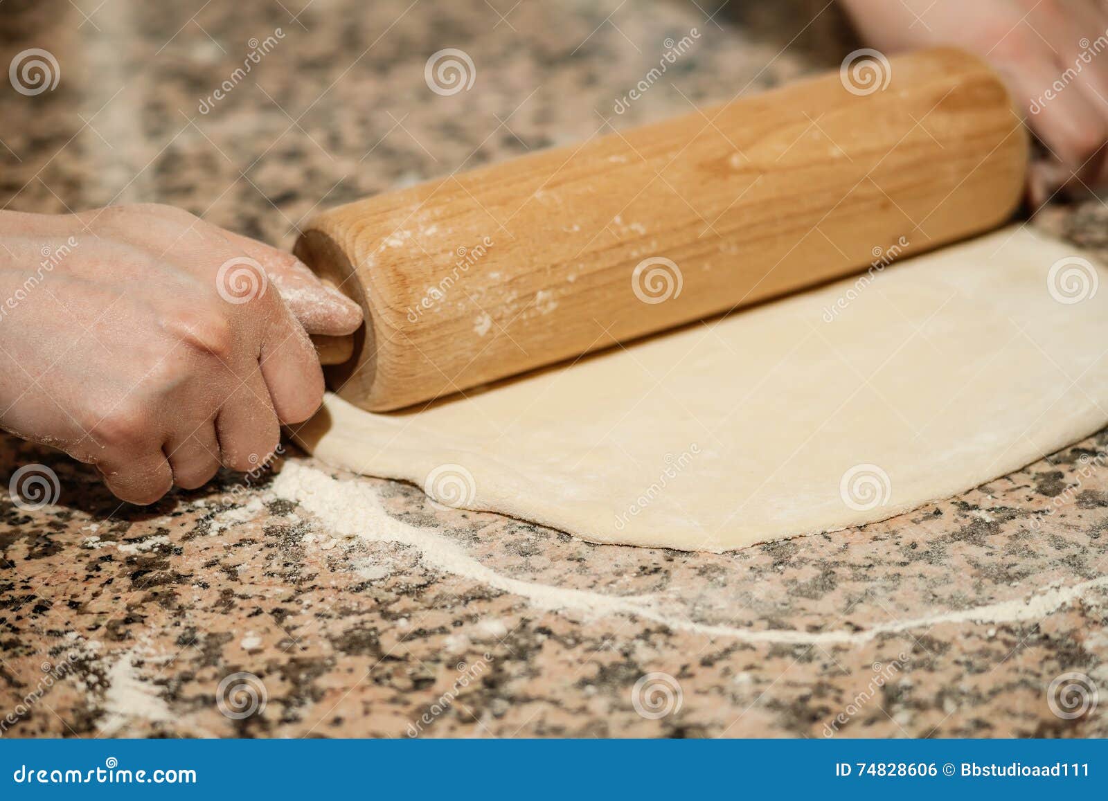 Hands Baking Dough with Rolling Pin Stock Photo - Image of occupation ...