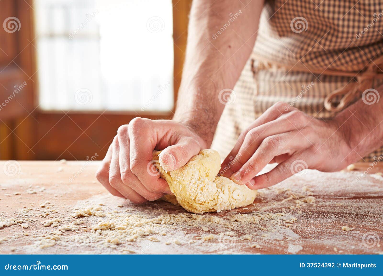 Hands Baking Dough on Wooden Table Stock Photo - Image of chef, hands ...