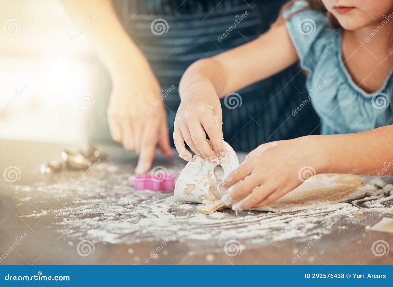 Hands, Baking and Parent Help Child with Cooking in a Home Kitchen ...