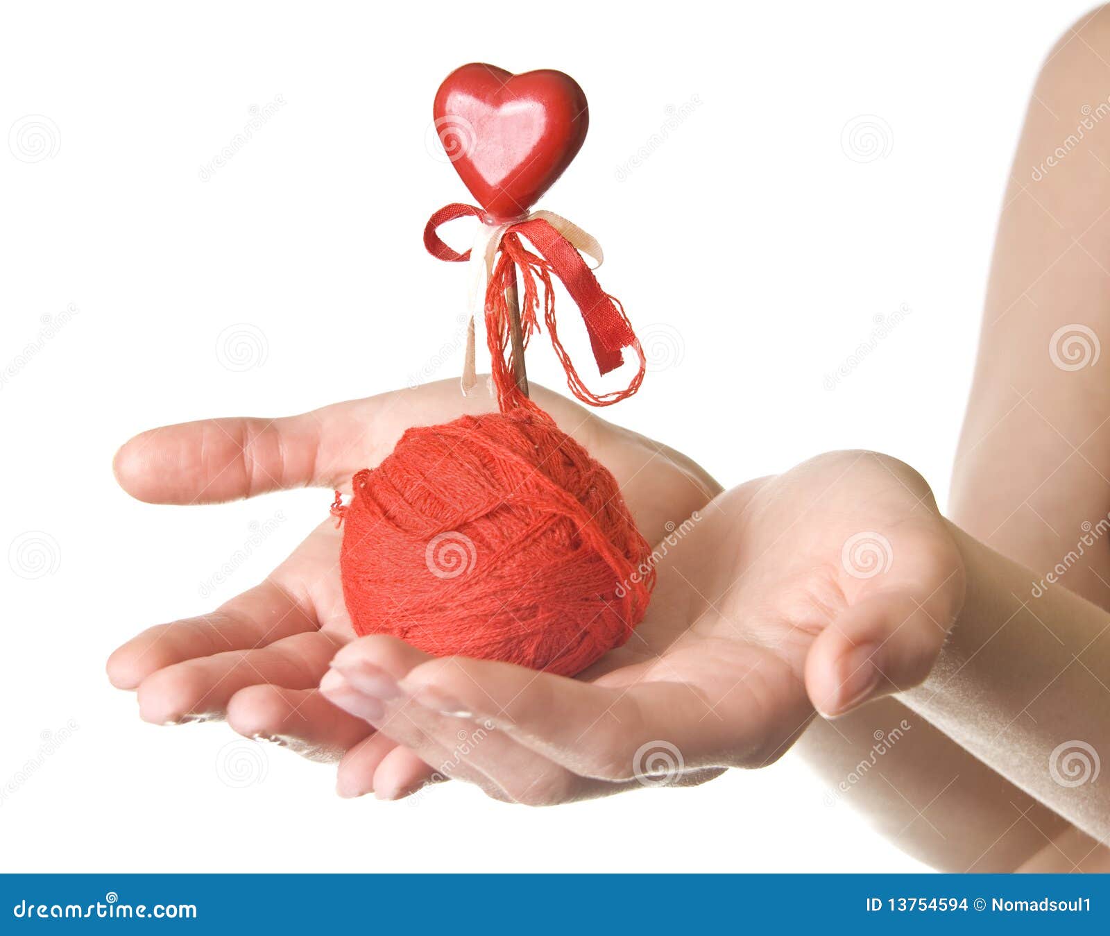 Hands with Ball of Threads and Heart Stock Photo - Image of giving ...