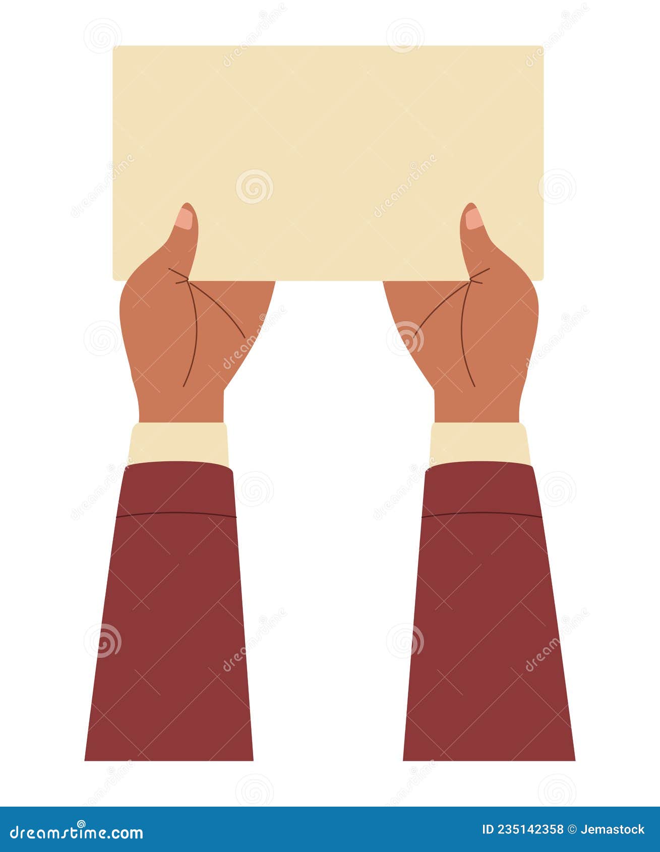 Hands with banner stock vector. Illustration of vector - 235142358