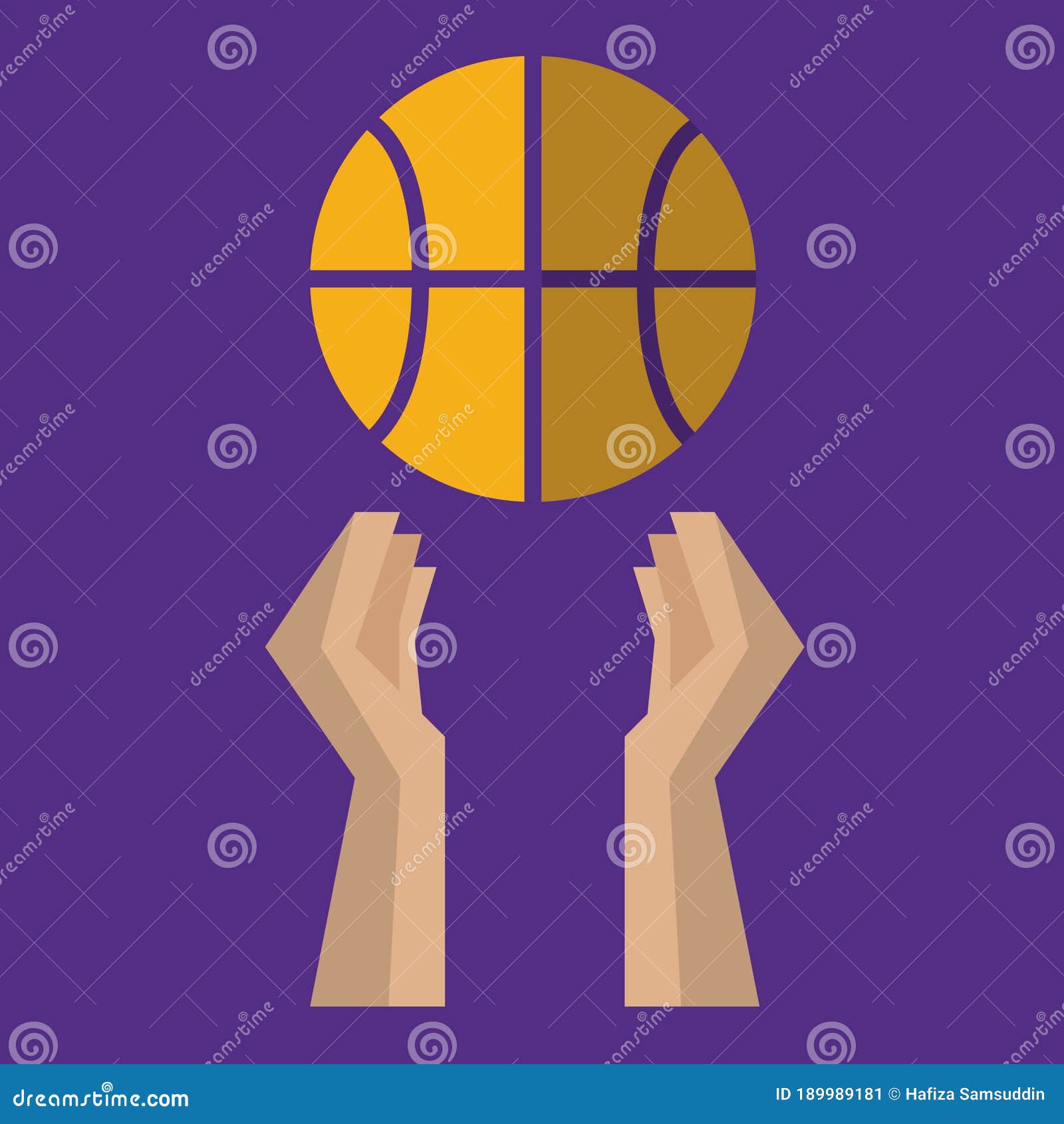 Hands with Basketball. Vector Illustration Decorative Design Stock ...