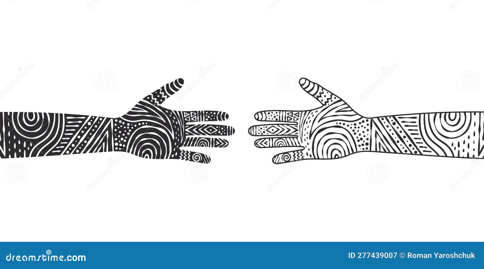 Hands with Beautiful Patterns. Silhouettes of Different Hands Stock ...