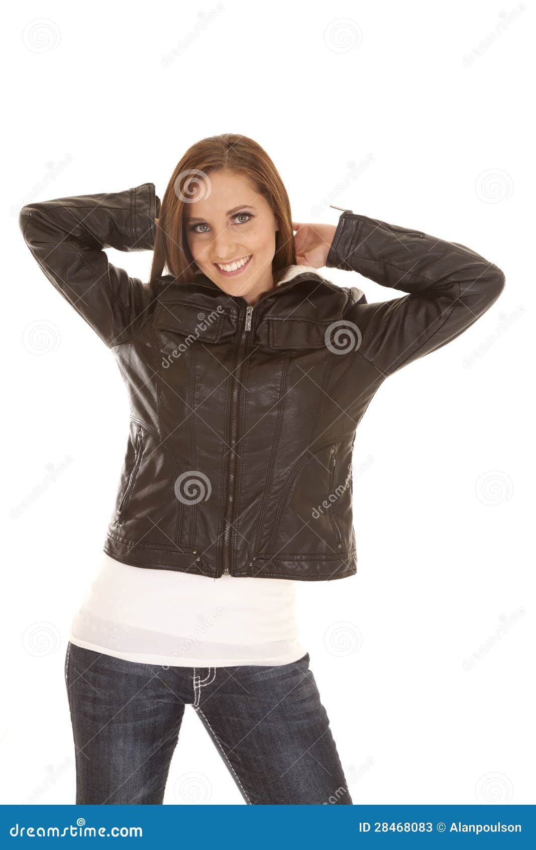 Hands behind head jacket stock image. Image of adult - 28468083