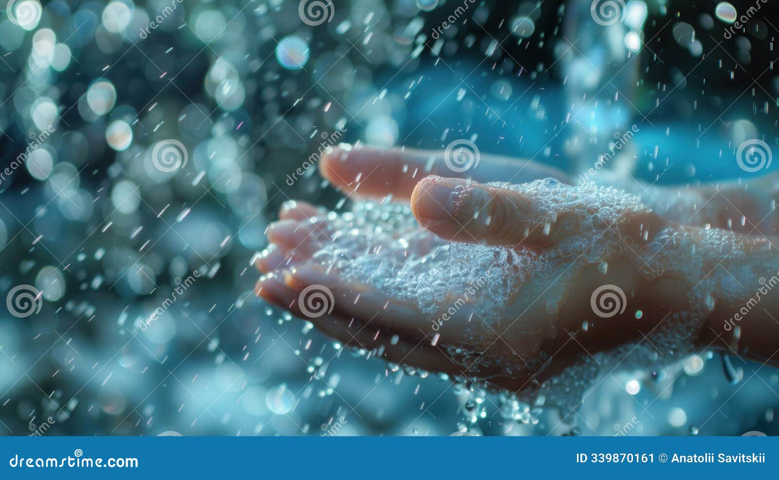 Hands are Being Thoroughly Washed Under a Flowing Stream of Clean Water ...