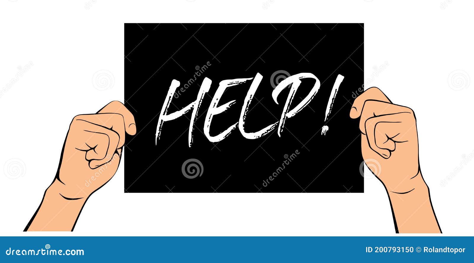Hands with Black Card and Text Help Me. Vector Illustration Stock ...