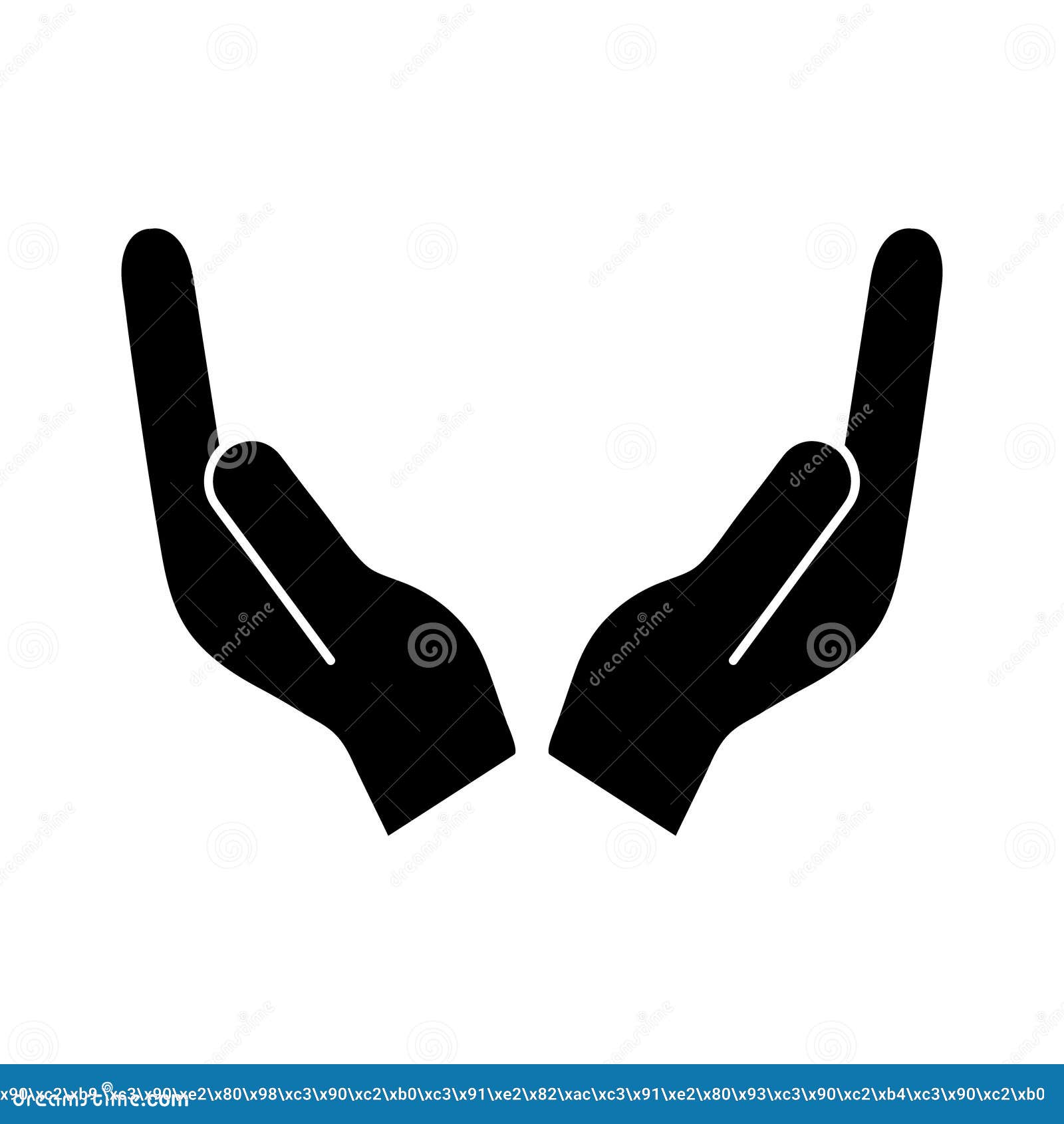 Hands Black Icon, Flat Vector Illustration Isolated on White Stock ...
