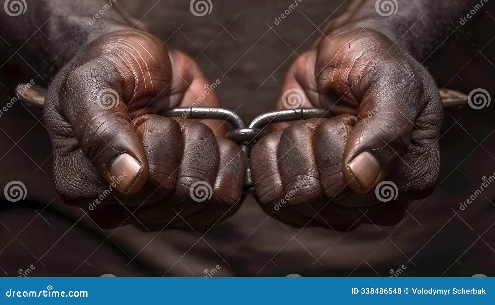 The Hands of a Black Man Break the Chain. Stock Photo - Image of ...