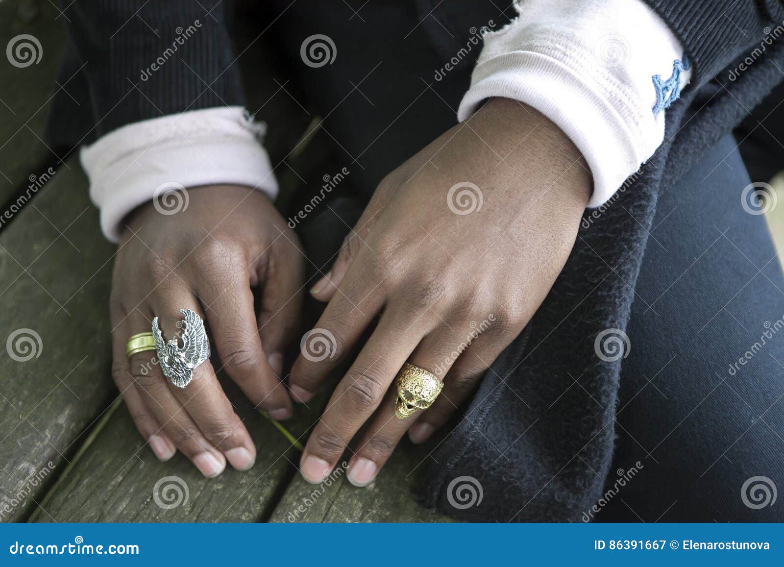 The Hands of a Black Man with Rings Stock Image - Image of black, palm ...