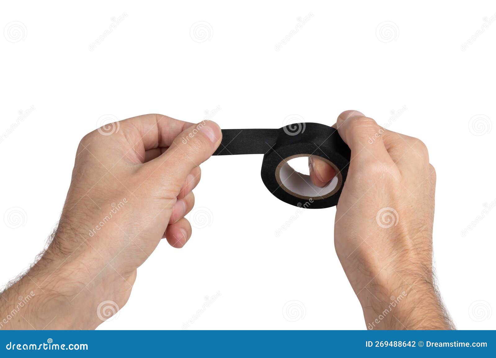 Hands with Black Tape White. Close Up Stock Photo - Image of hand, card ...