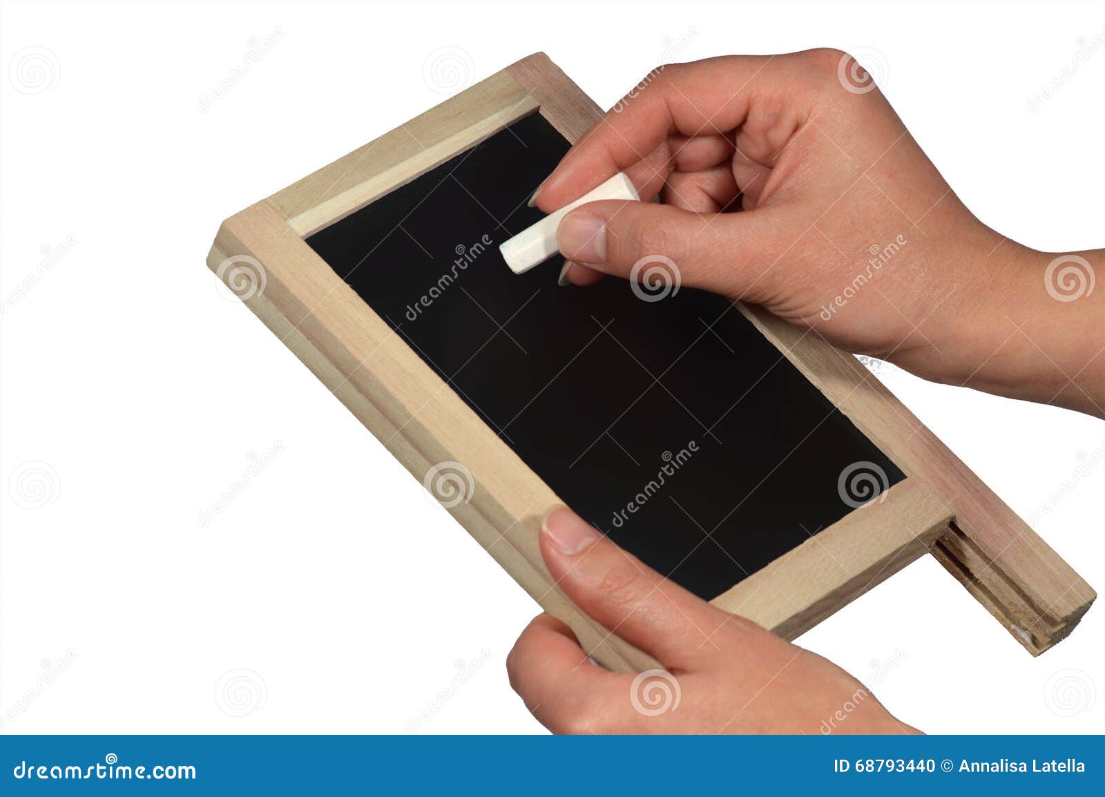 Hands with Blackboard and Chalk Stock Photo - Image of professor, table ...