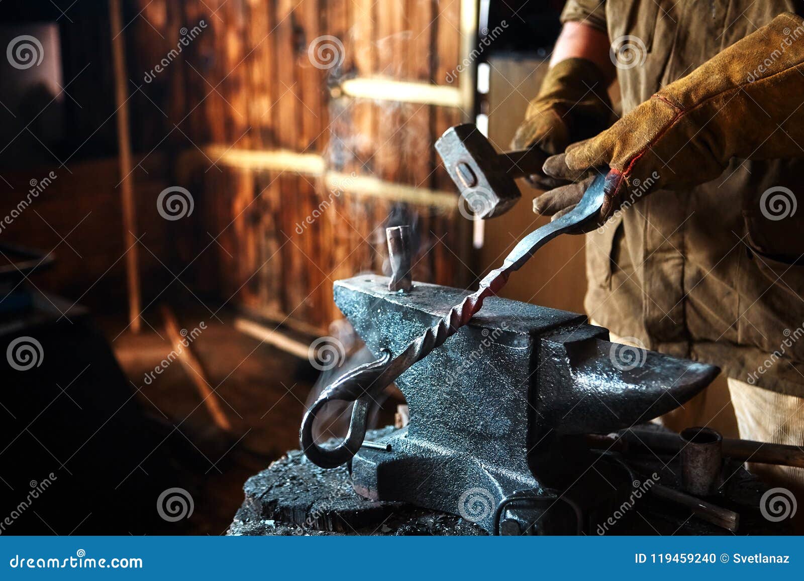 The Hands of a Blacksmith at Work in the Smithy Stock Photo - Image of ...
