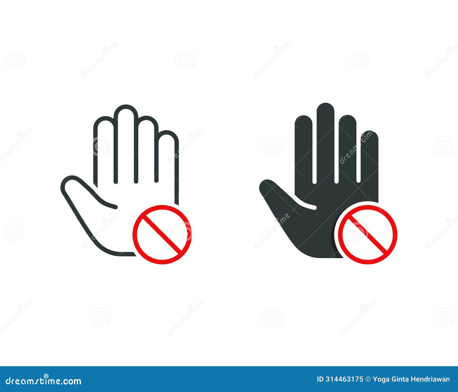 Hands Blocked Symbol. Illustration Vector Stock Vector - Illustration ...