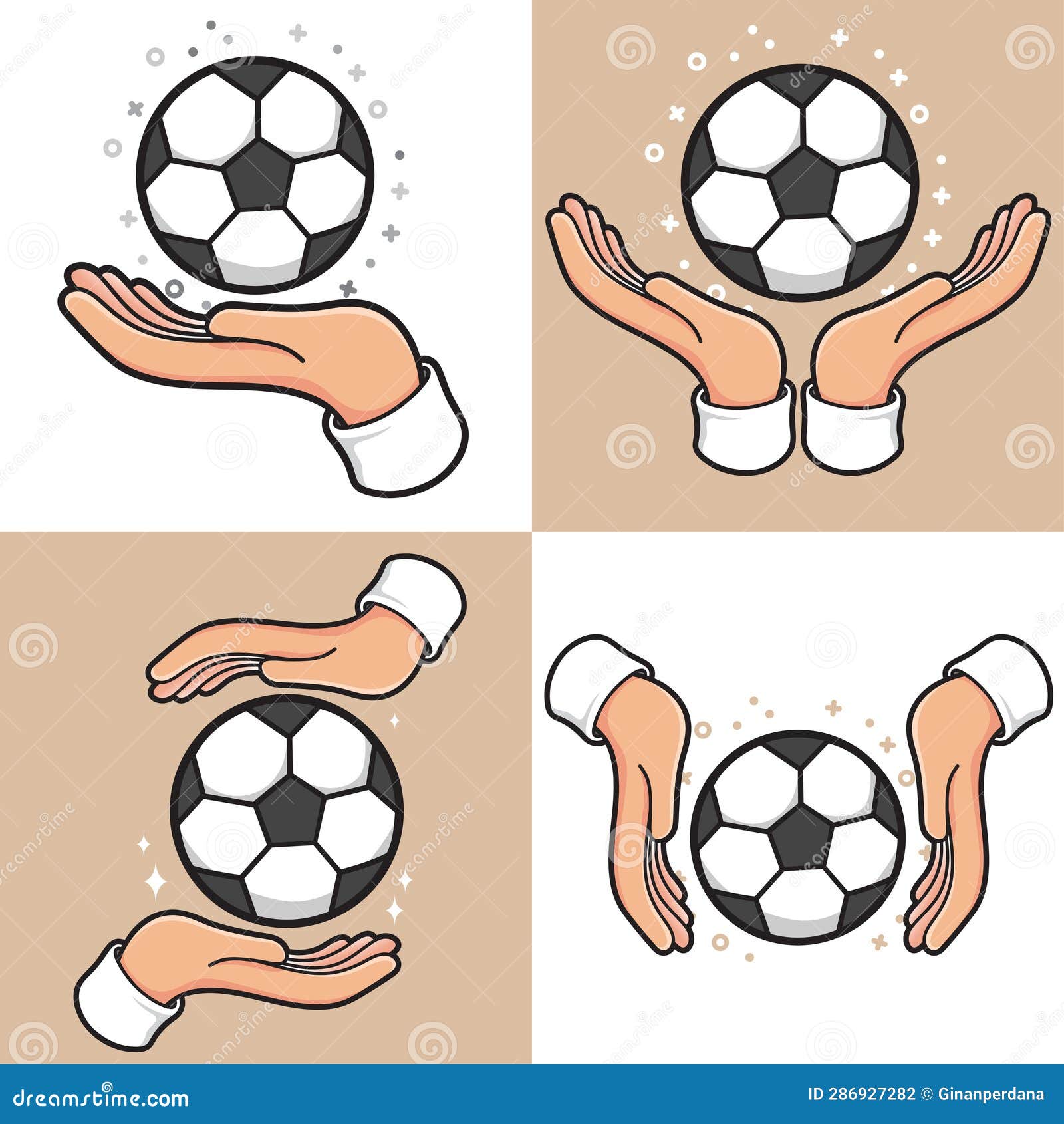 Hands with Ball Football Sport Set Stock Vector - Illustration of sport ...