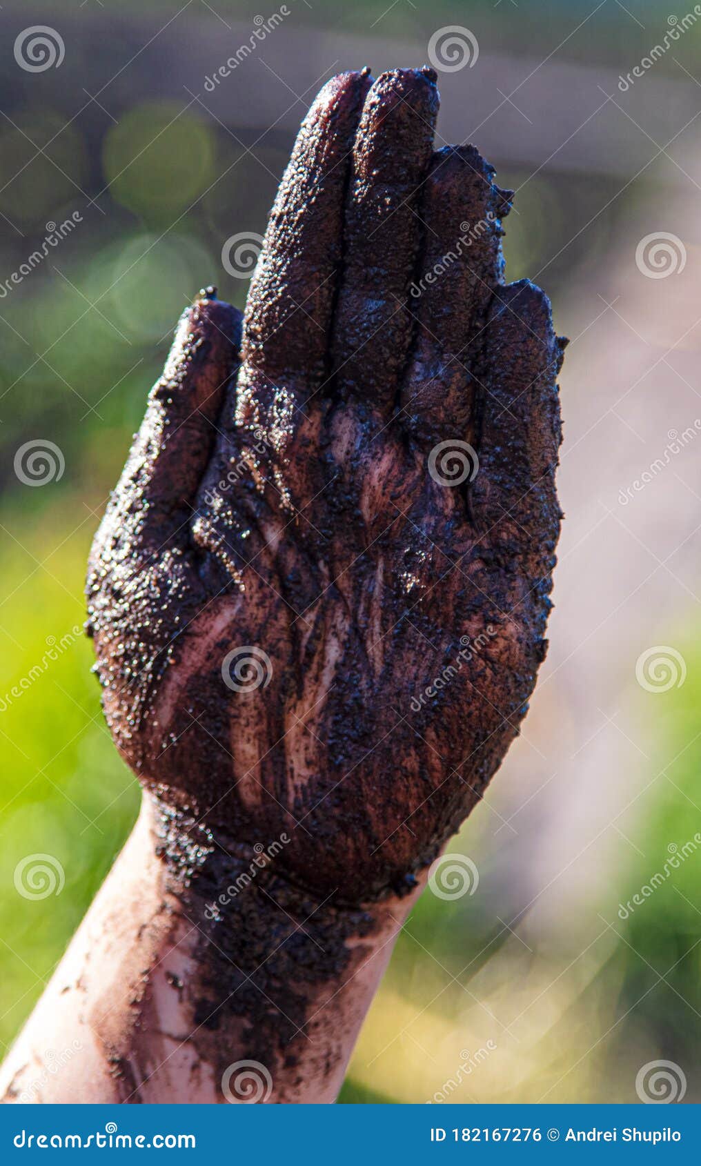 Hands of a Boy in Black Mud on Nature Stock Photo - Image of garden ...