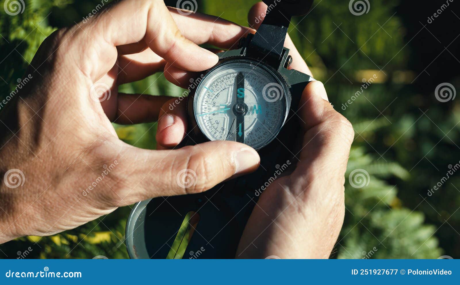 Hands of a Boy Opens the Compass in the Mountains To Orient Himself in ...