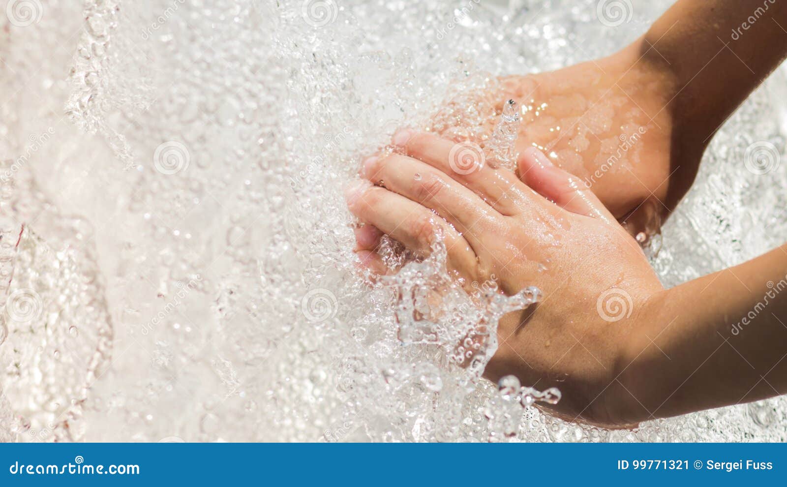 Hands of a Boy with a Splash of Water. Stock Image - Image of ...