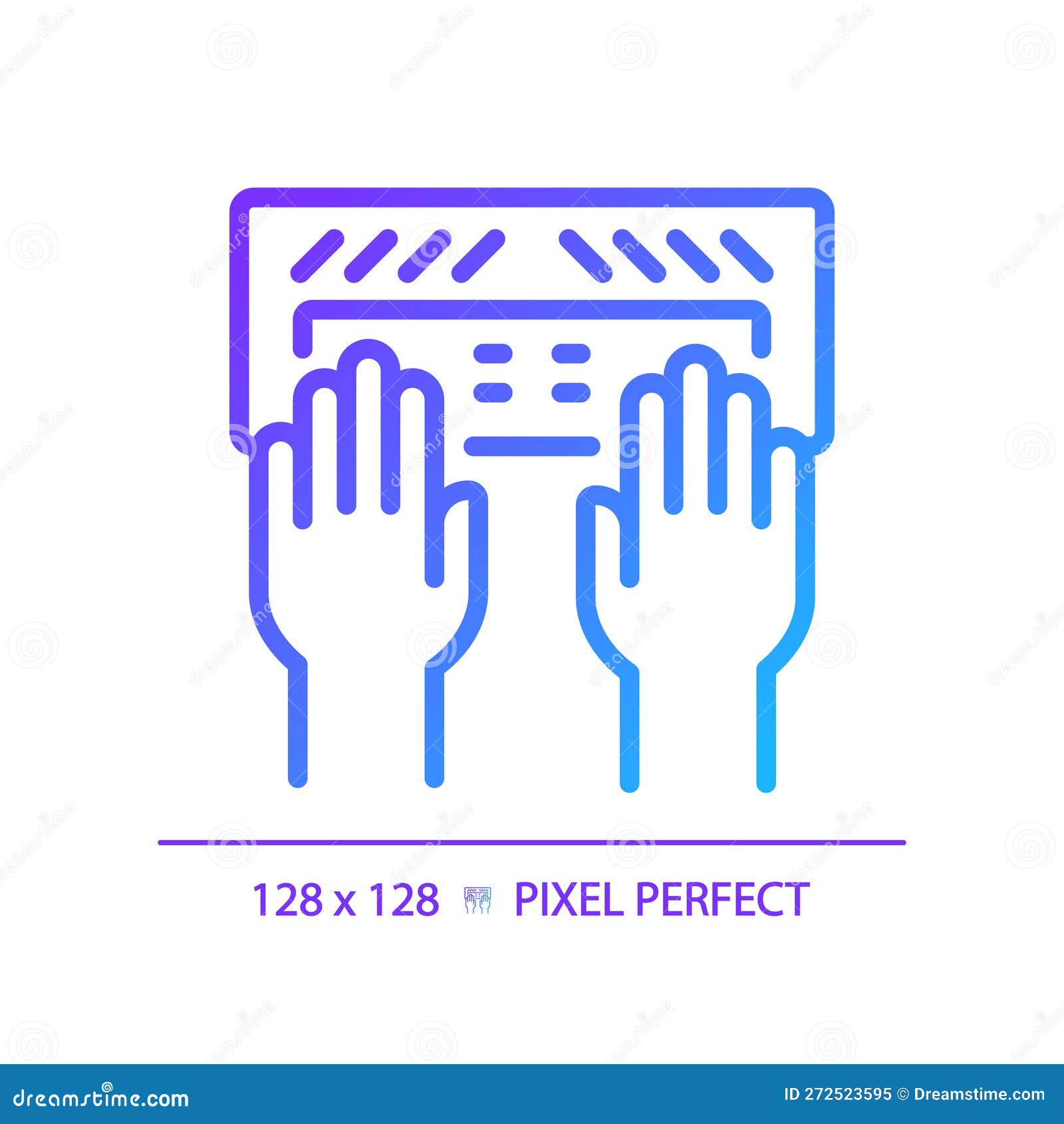 Hands with Braille Keyboard Pixel Perfect Gradient Linear Vector Icon ...